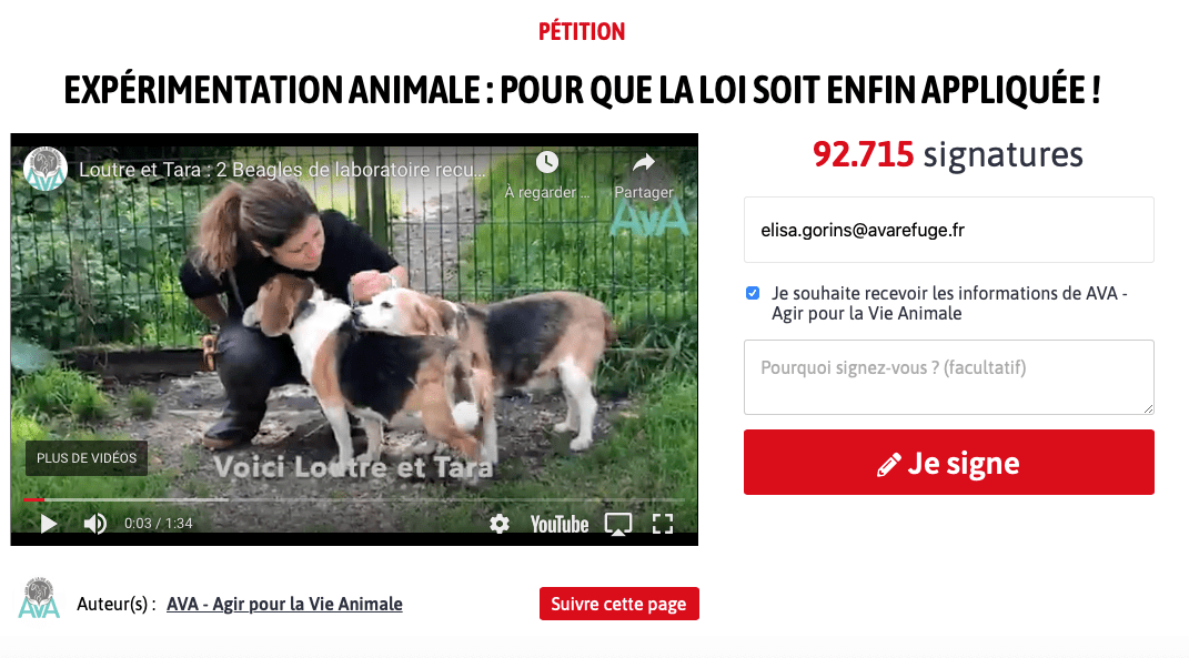 Notre combat contre l'expérimentation animale - Association AVA - Agir ...